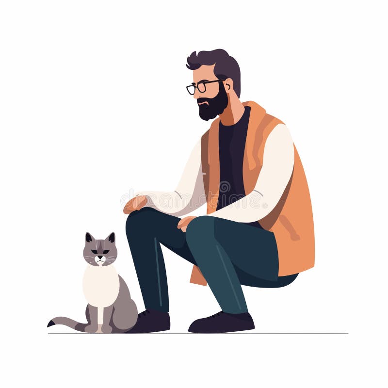 Man with Cat Vector Flat Minimalistic Isolated Illustration Stock ...