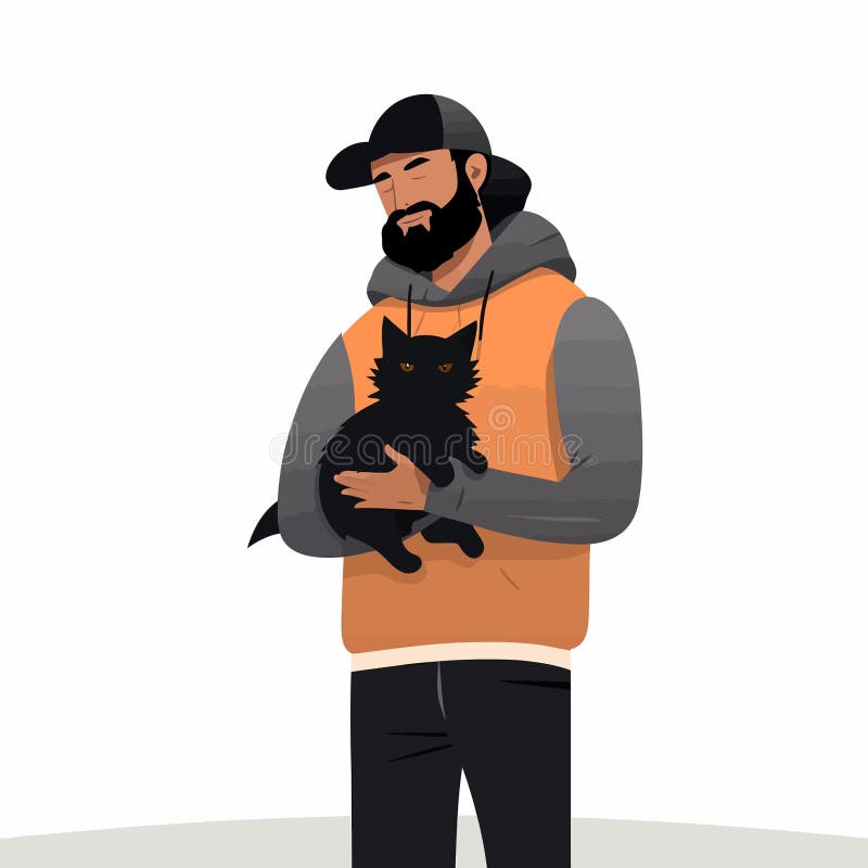 Man with Cat Vector Flat Minimalistic Isolated Illustration Stock ...