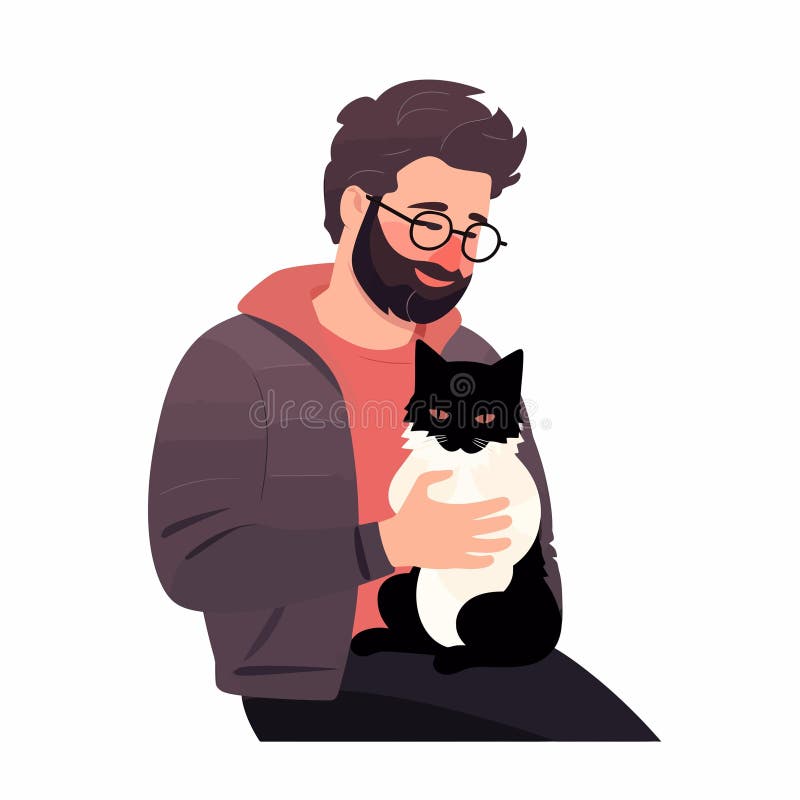 Man with Cat Vector Flat Minimalistic Isolated Illustration Stock ...