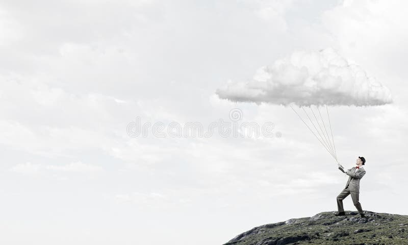 Man catch cloud stock image. Image of creative, executive - 61378201