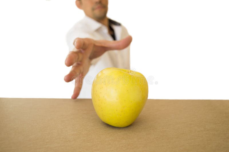Man catching an apple stock image. Image of cropped, snack - 29601829