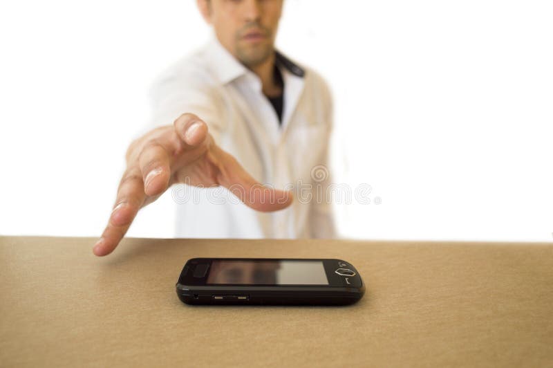 Man Catching a Black Mobile Phone Stock Photo - Image of decide ...