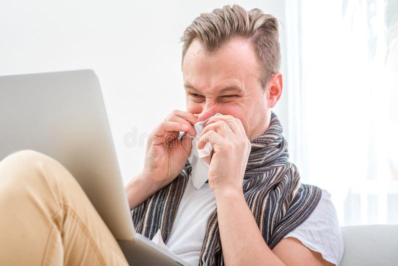 Man catching cold stock photo. Image of domestic, allergies - 48226814
