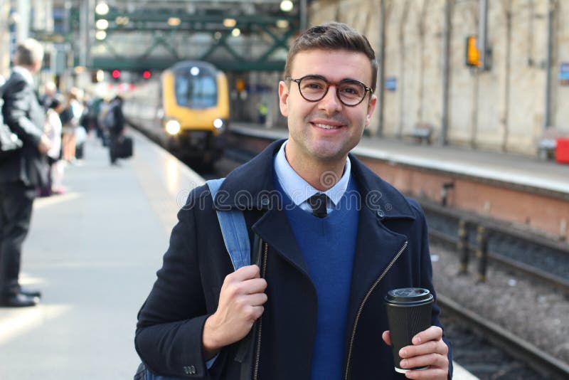Man Catching an Early Morning Train Stock Image - Image of people, city ...