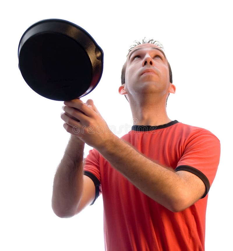 Man Catching Food in Pan stock photo. Image of dinner - 5123774