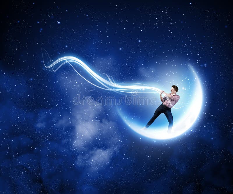 Man catching moon stock image. Image of dream, muscle - 43132357