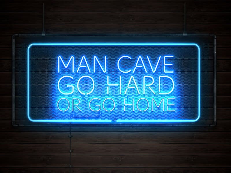 Man Cave Go Hard or Go Home Neon Sign Illustration Stock Illustration ...