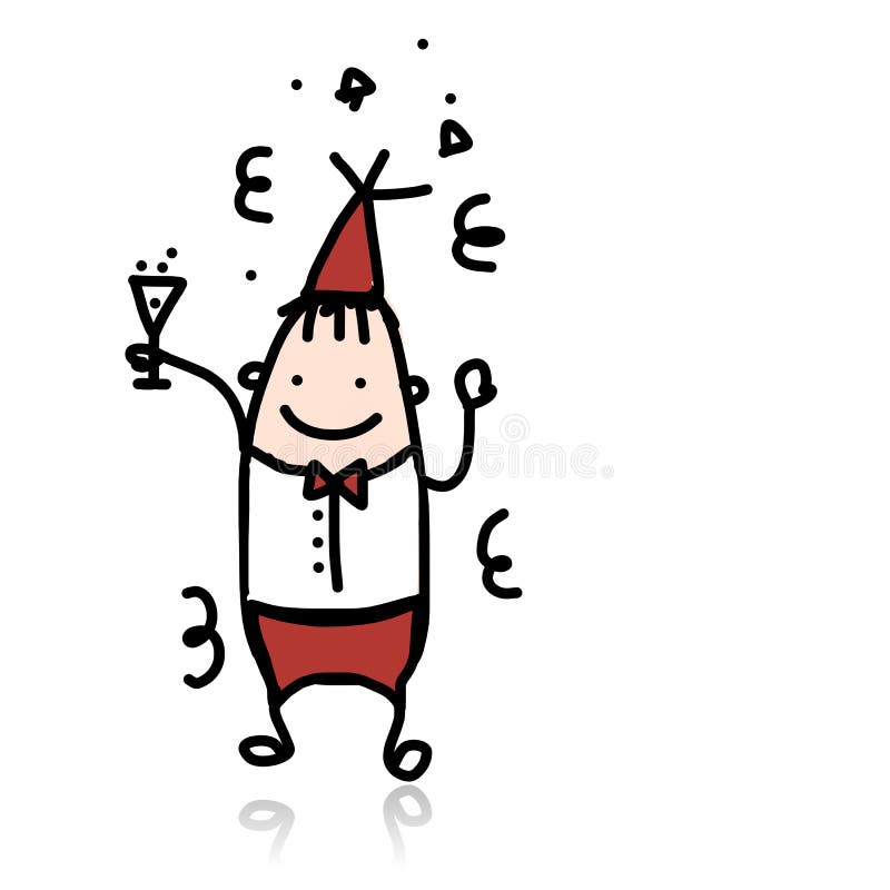 Man Celebrate Party with Glass of Champagne Stock Vector - Illustration ...