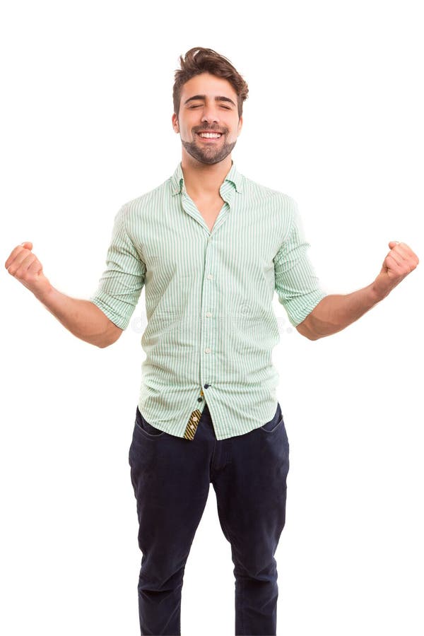 Man celebrating stock image. Image of manager, hand, happy - 60473197