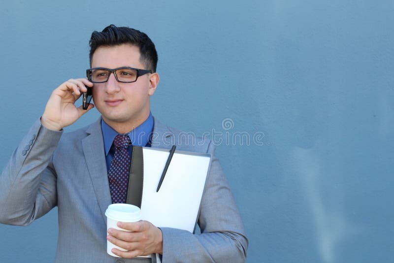 Man on Cell Phone Interested in the Call Stock Photo - Image of back ...