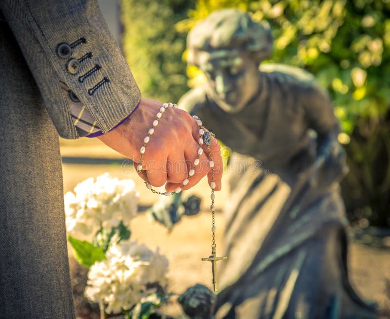 Mourning Man At Funeral With Coffin Stock Image - Image of flowers ...