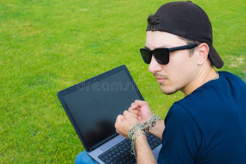 People young man stock photo. Image of chained, gadget - 182299366