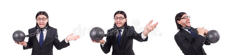 The Man with Chain Isolated on the White Stock Image - Image of ...