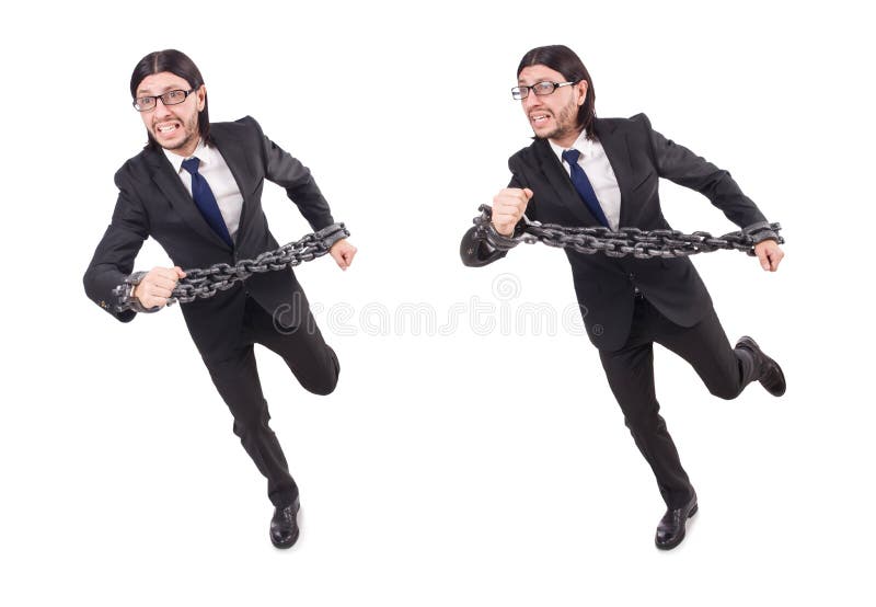 The Man with Chain Isolated on the White Stock Photo - Image of ...