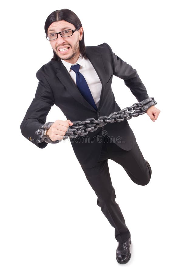 Man with chain isolated stock image. Image of cuff, freedom - 47310569