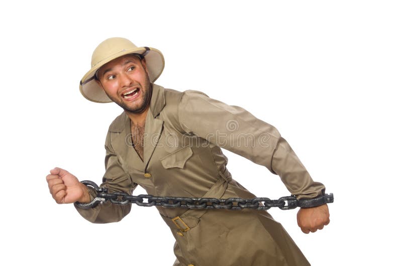 The Man with Chain Isolated on White Stock Photo - Image of criminal ...