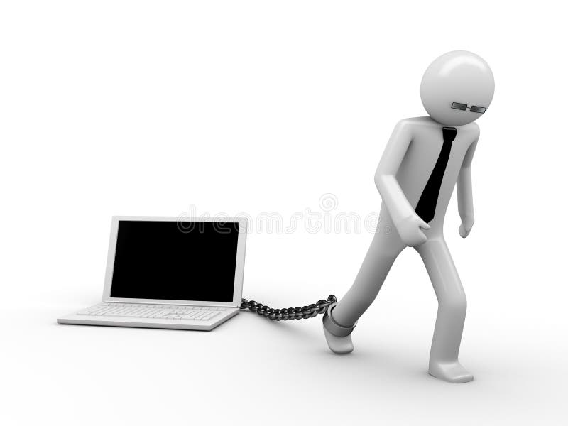 Man Chained with Laptop (workplace) Stock Illustration - Illustration ...