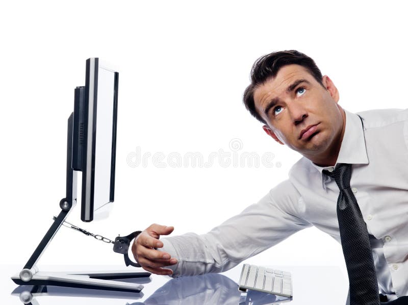Chained to the computer stock image. Image of overtime - 38403269