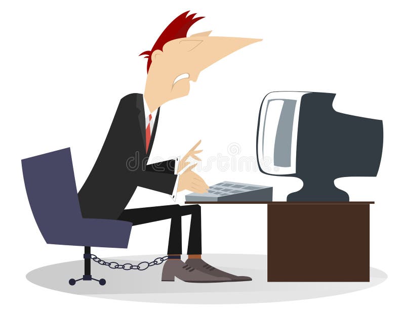 Man Chained To Computer Stock Illustrations – 43 Man Chained To ...
