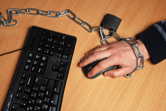 The Man Chained To the Workplace Stock Image - Image of chained ...