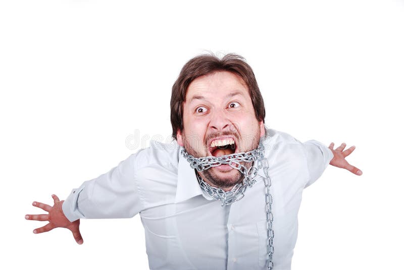 Chained man screaming stock photo. Image of cuff, abuse - 10321928