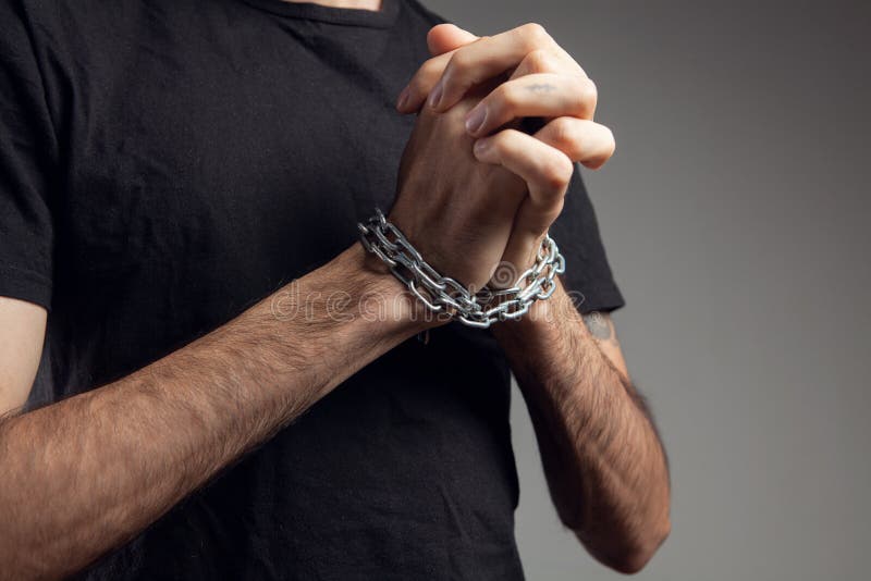 The man is in chains stock image. Image of male, criminal - 226352963