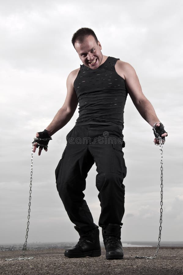 Man with chains stock photo. Image of shirt, side, chain - 51483118