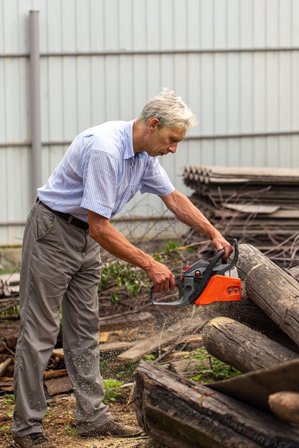 Man with Chainsaw Cutting the Tree Stock Photo - Image of chainsaw ...