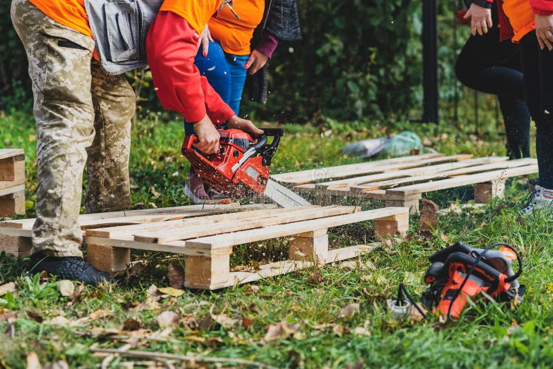Production of Pallets in the Interior Stock Image - Image of home ...