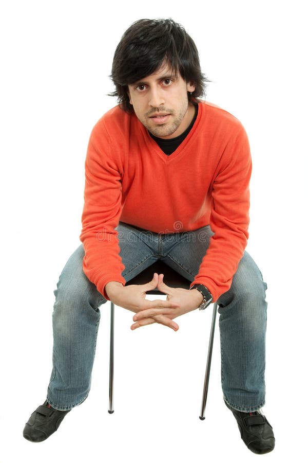 Man on a chair stock image. Image of full, smile, shirt - 34102491