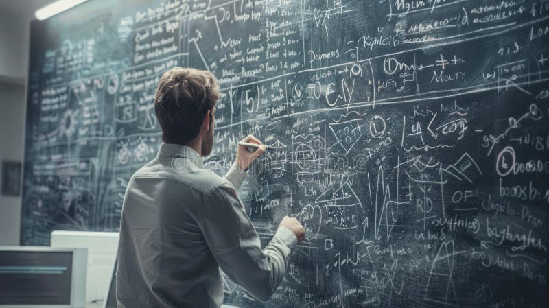 The Man at Chalkboard. AI Generated Stock Photo - Image of lecturing ...