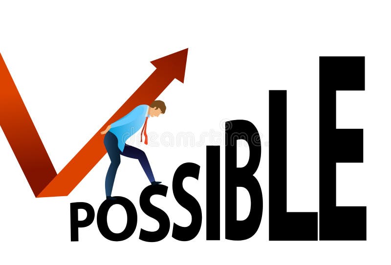 A Man Change Direction Arrow To Possible on Possible Wording on White ...