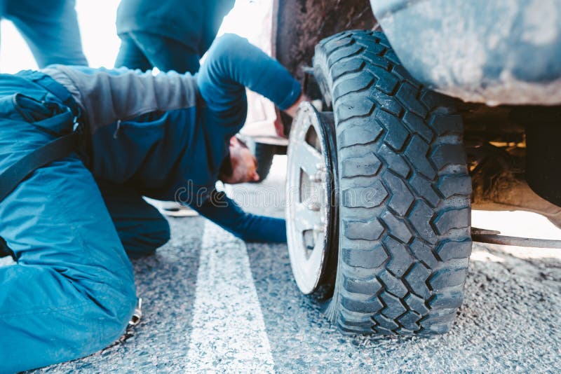 Man Change the Wheel Manually on a 4x4 Off Road Truck Stock Image ...