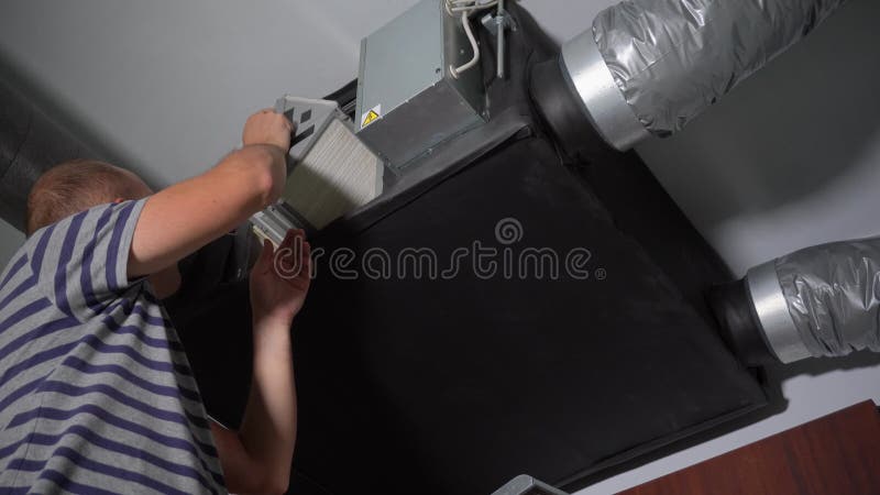 Man Changing Air Ventilation System Filters Stock Video - Video of ...