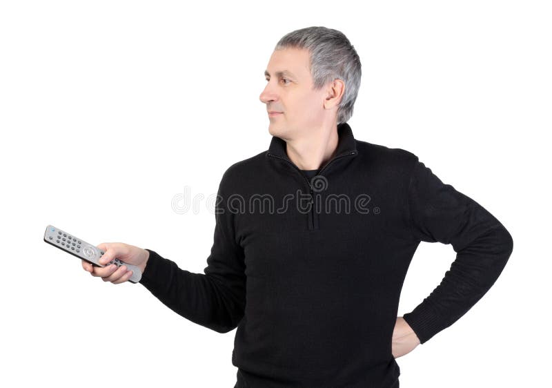 Man Changing Channel with a Remote Control Stock Image - Image of human ...