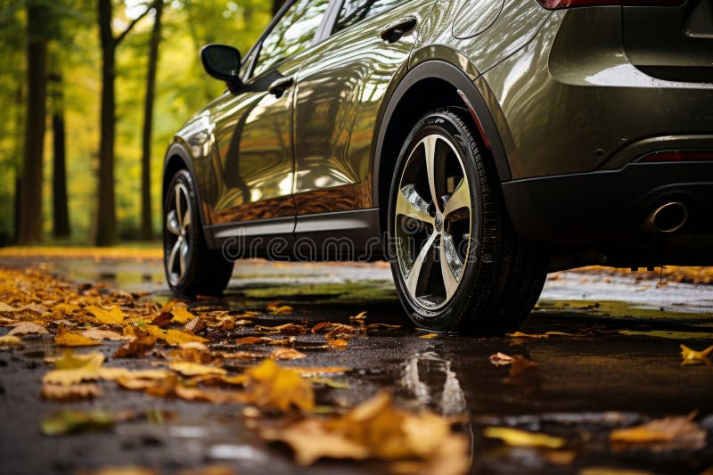 Man Fixing a Flat Tire on a Parked Car at the Side of the Road for ...