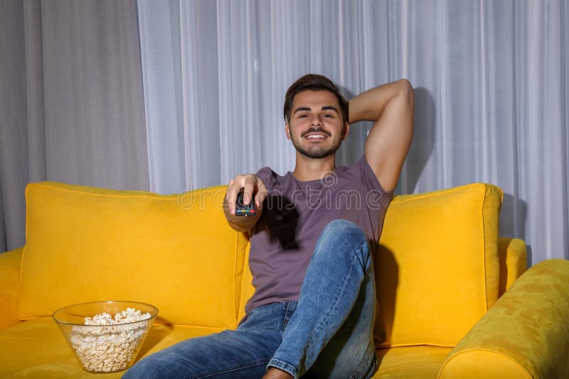 Man Changing TV Channel with Remote Control Stock Photo - Image of fast ...