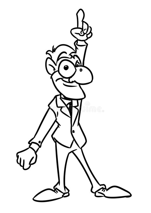 Man Character Attention Pointing with Hand Illustration Cartoon ...