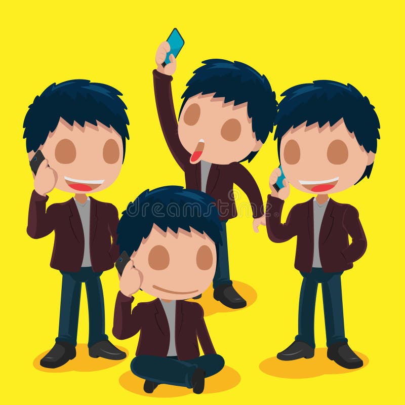 Man Character Call Business Set Stock Illustration - Illustration of ...