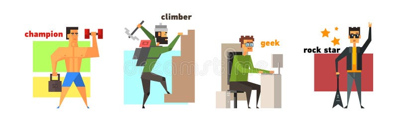 Man Character with Different Lifestyles and Interests Vector Set Stock ...