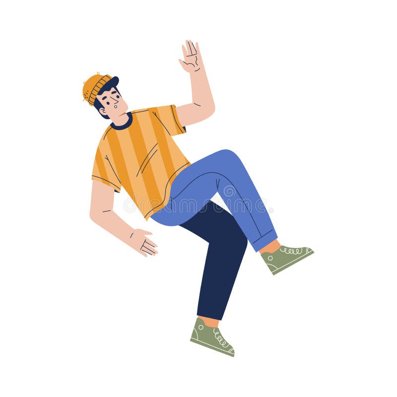 Man Character Falling Down after Slip on the Ground Vector Illustration ...