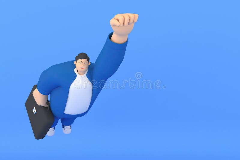 A Man Character Flying . 3d Rendering of Business Models Stock ...