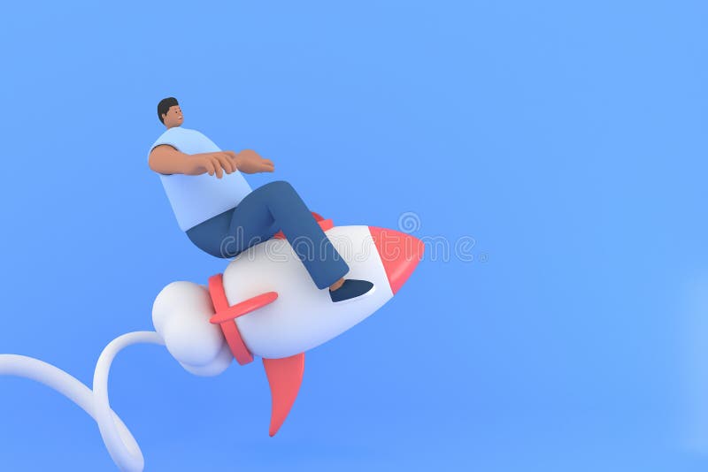 A Man Character Flying . 3d Rendering of Business Models Stock ...