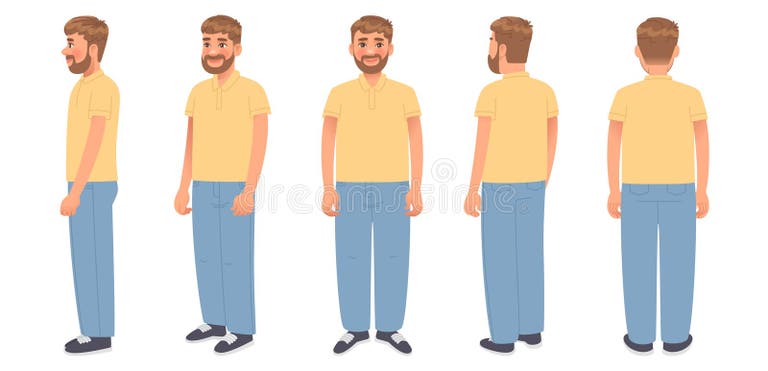 Man Front Back Side View Stock Illustrations – 2,439 Man Front Back ...
