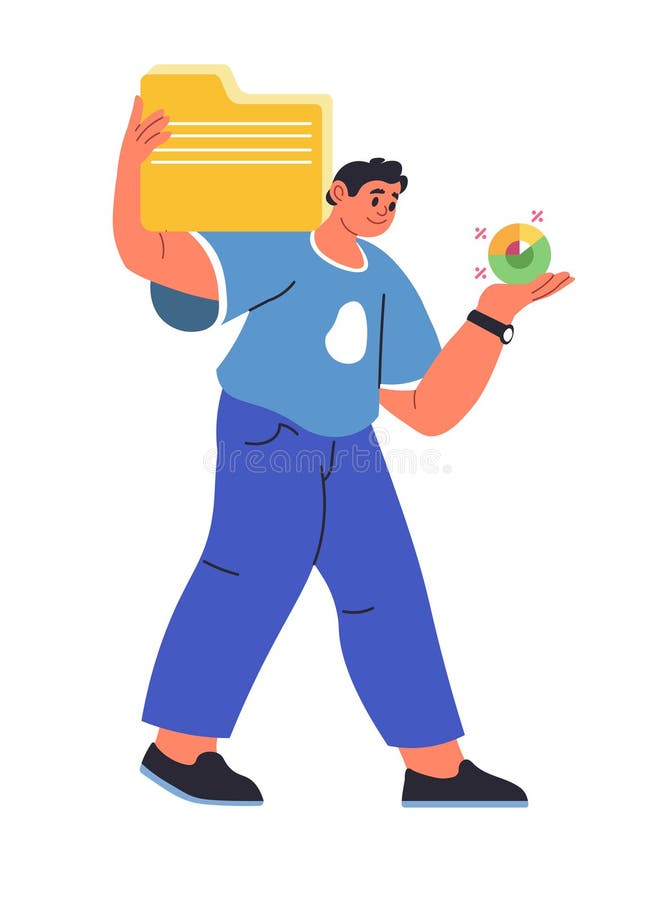 Man Character Holding Folder or Document Case Stock Vector ...
