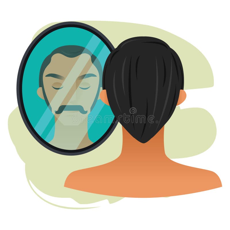 Man Character with Mirror. Vector Illustration Decorative Design Stock ...