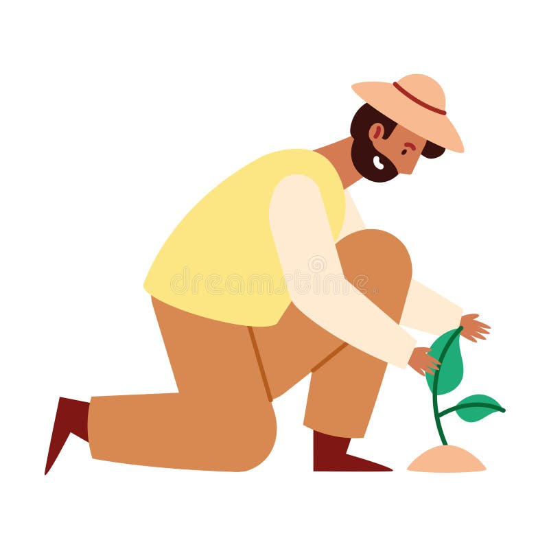 Man Character Planting Tree Stock Vector - Illustration of green ...