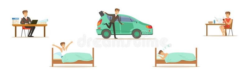 Man Character daily Routine Different Activity Vector Set Stock Vector ...