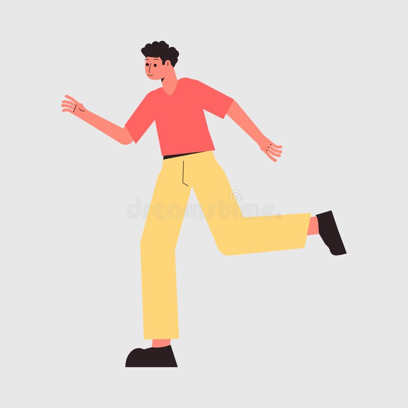 Man Character Running Fast Rushing Forward in Hurry Vector Illustration ...
