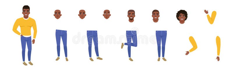 Man Character with Separate Body Parts Vector Set Stock Illustration ...